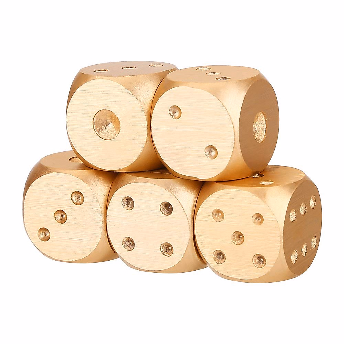 Gold Dice 6 Sided for Mon 5pcs Aluminium Alloy Table Game Poker Games Dices Set with Storage Box High Efficiency (Gold)