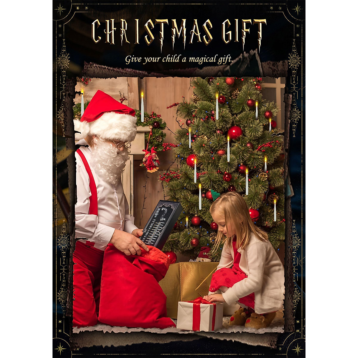 Christmas Tree Candles, 20 PCs Floating Candles with Wand Magic Hanging Candles Flameless Floating LED Candle Battery Operated Flickering Warm Light Candles for Birthday Theme Party Xmas Wedding Decor