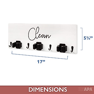 Ilyapa Broom Organizer Wall Mount, Broom and Mop Organizer Wall Hanging, White Wooden Broom Hanger Wall Mount, Kitchen Laundry Room Broom Storage Rack Holder, Farmhouse Broom Organizer with Hooks