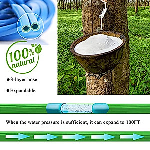 Expandable Garden Hose 100FT, All New Water Hose with 10 Function Sprayer Nozzle, 3/4" Solid Brass Connector, Outdoor Lightweight Flexible Hose for Garden watering, Car washing, Pet Cleaning, Green