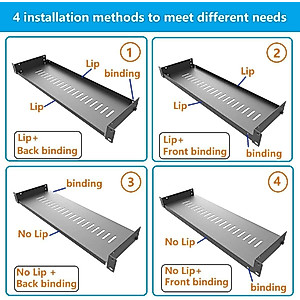 Jingchengmei 1U Disassembled Vented Cantilever Server Rack Mount Shelf 6"(152mm) Depth for 19-Inch Network/AV Equipment Rack and Cabinet(1U6V)