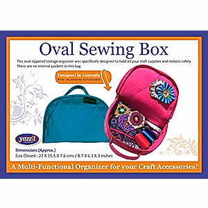 Yazzii Oval Sewing Box - Portable & Multipurpose Storage Bag Organizer - Sewing Supplies Organizer for Thread Spools, Needles, Beads, Embroidery Floss, Fabric Pieces & More!