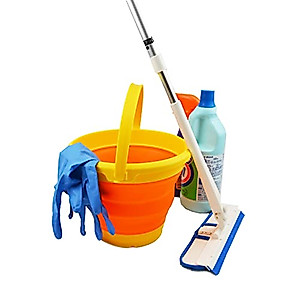 SAMMART 5.5L (1.4 Gallon) Collapsible Plastic Bucket - Foldable Round Tub - Portable Fishing Water Pail - Space Saving Outdoor Waterpot (Yellow/Carrot)