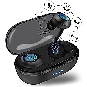 SUPERKKY Bluetooth Headset, 5.0 Wireless Headset 140 Hours Battery Life, in-Ear Earbuds IP7 Waterproof Headset, Enhanced bass, Bluetooth Sports Headset high-Definition Microphone, LED Display, Black
