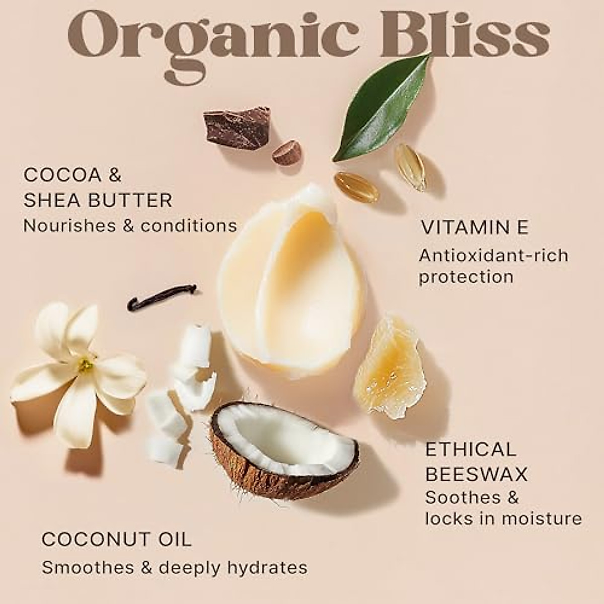 4 Pack Organic Vanilla Bean & Honey Lip Balm - Natural Lip Moisturizer Gifts for Men, Women & Kids