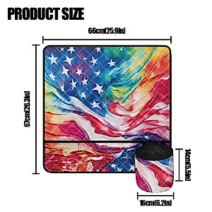 Psesaysky American Flag Sewing Machine Mat Non Slip Lightweight Sewing Machine Pad for Table Dust-proof Pad Organizer with Pockets to Keep Tidy Reduce Vibration