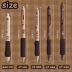 LSLSHY Cute Gel Pens 5Pcs Retractable Quick Dry Ink Pens 0.5mm Fine Point Black Ink Kawaii Smooth Writing Pens for School Office Supplies Aesthetic pretty pens (Coffee)