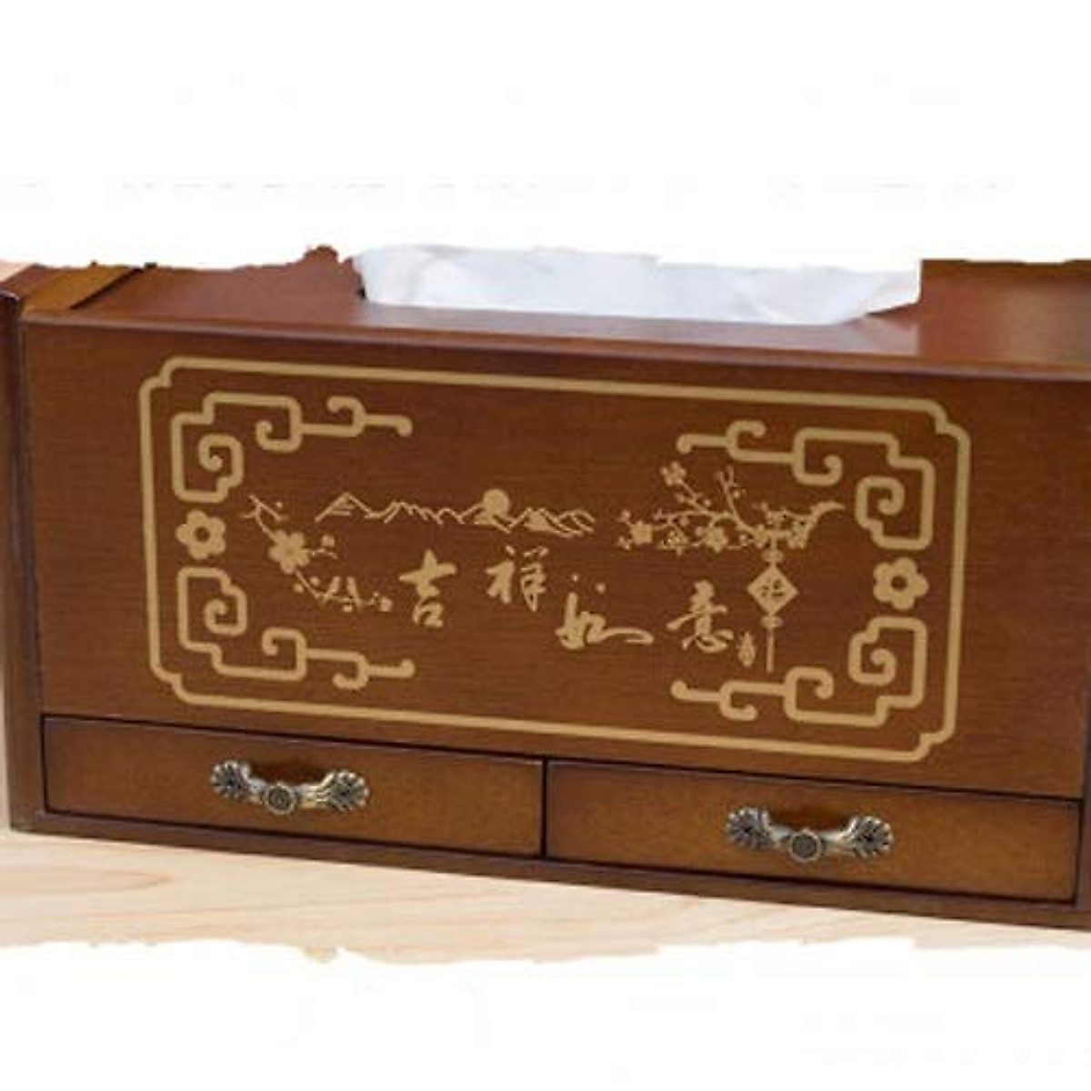 Living Room Home Creative Pumping Box Multifunctional Tissue Box Coffee Table Napkin Paper Box Wooden Remote Control Box Wood Mahogany Color Tissue Box Remote Control Storage Box (Brown)