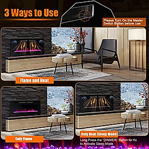 GOFLAME 50 Inch Electric Fireplace, Recessed & Wall-Mounted Fireplace Heater with Touch Panel, APP Control, Remote Control, 12H Timer, Adjustable Flame Color and Brightness, Overheat Protection