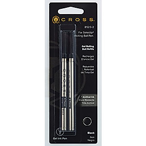 Cross Rollerball Gel Ink Refill for Selectip Pens, Medium, 8523-2 – Black (Pack of 2)