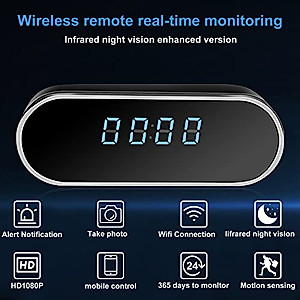 Pomocuty Hidden Camera Clock WiFi Mini Spy Cameras with Video Wireless Small Nanny Cams HD 1080P Indoor Camera for Home/Office Security