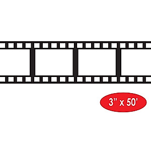 Beistle Hollywood Filmstrip Party Tape, 1-Pack, Black/White