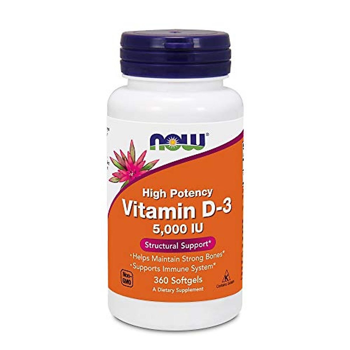 Now Foods Vitamin D3 (Cholecalciferol) - 5,000 IU, 360 Softgels - High Potency Bone Health and Immunity Support Supplement, Mood Booster - Halal, Kosher - 360 Count (Pack of 1)