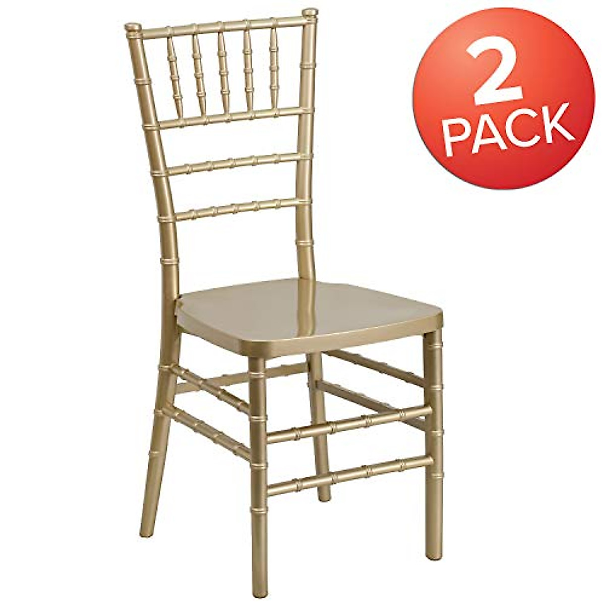Flash Furniture 2 Pack HERCULES PREMIUM Series Gold Resin Stacking Chiavari Chair