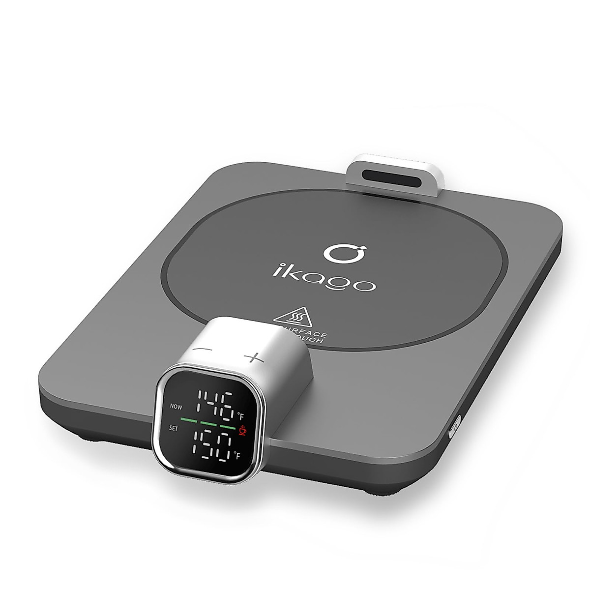 ikago Smart Mug Warmer Plate No Sound - Accurate 1℉ Temperature Control with Cup Sensing, Digital Display, Auto Shut-Off, Perfect for Desk & Cool Birthday Gifts for Women and Men