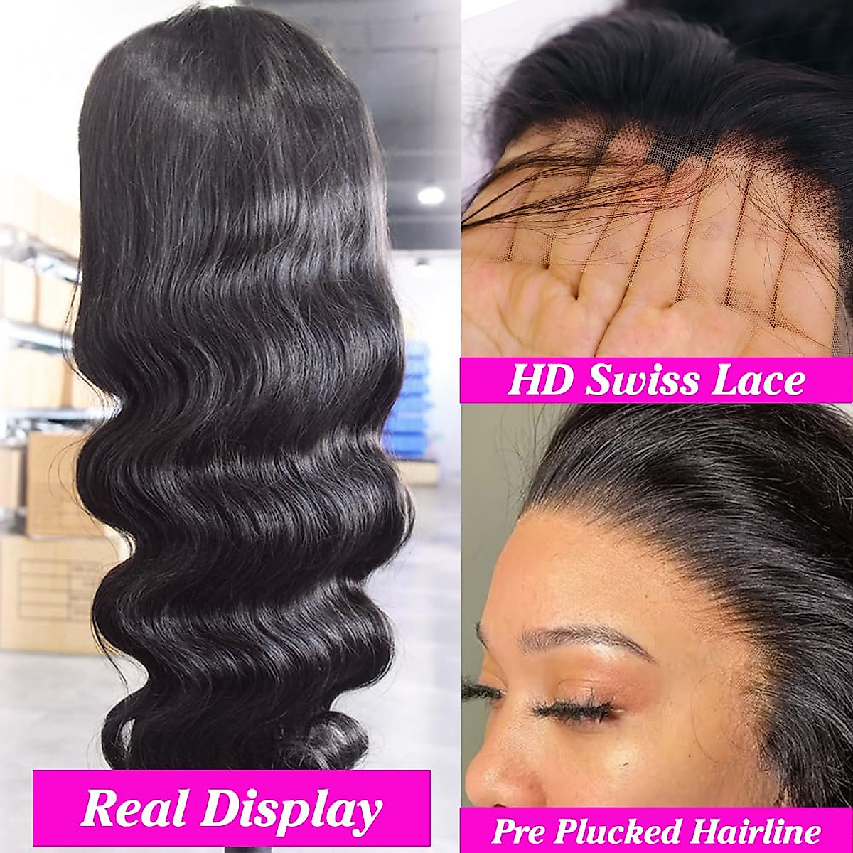 ANNELBEL 13x6 Wear and Go Glueless Body Wave Lace Front Wigs Human Hair HD Transparent Lace Frontal Wigs Pre Plucked with Baby Hair 180% Density Human Hair Wigs for Black Women 18 Inch Natural Color