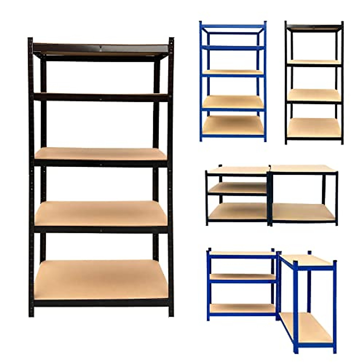 Garage Shelves Metal Shelves for Storage 5 Tier Garage Shelving Units, Closet Shelf Kitchen Storage Garage Storage Shelves, Heavy Duty 875KG Capacity Utility Rack Greenhouse Workshop Office Shelf