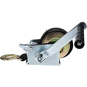 BTSHUB 1000lbs Hand Winch, Hand Crank Strap Cable Gear Winch Durable Gears, Resist Wear & Tear Steel Marine Towing Winches ATV Boat Trailer