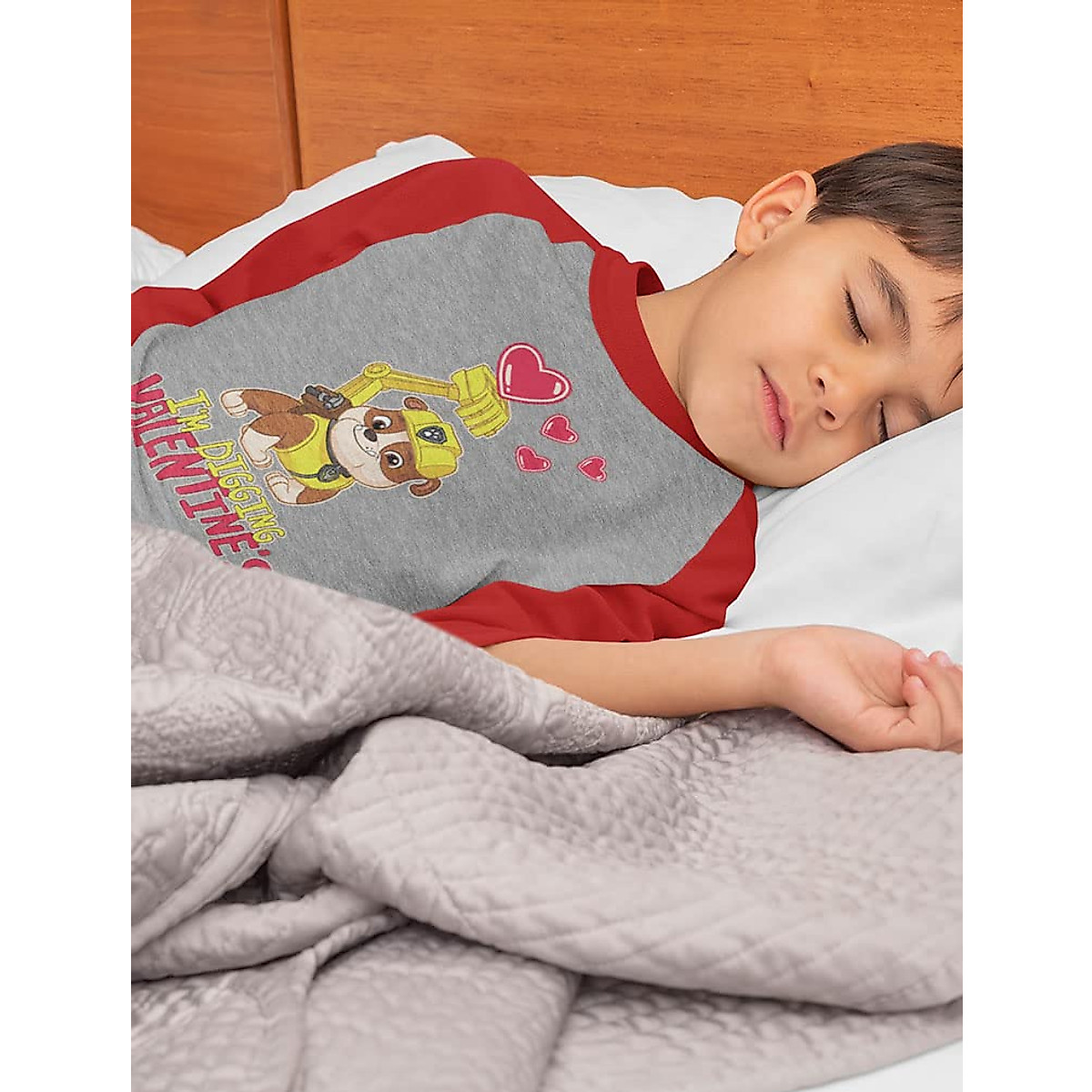 Paw Patrol Girls Boys Valentines Day Shirt Mighty Pups Valentine's Toddler Kids Raglan 3/4 Sleeve T-Shirt 4T Red