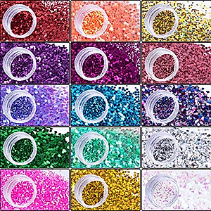 SIQUK 15 Sets Face Gems Glitter Mermaid Face Jewels Crystal Stickers with 15 Boxes Chunky Face Glitter for Festival Rave Carnival Party
