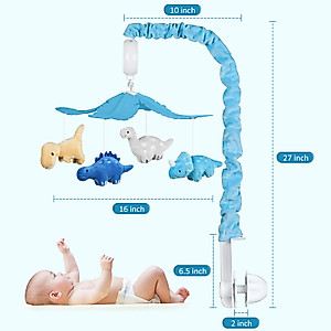 CLYMENE Dinosaur Baby Musical Crib Mobile - Dino Mobile for Crib with 12 Lullabies for Baby Boys and Girls | Dinosaur Nursery Decor