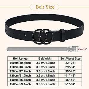 SUOSDEY Women Leather Belt Fashion Double O-Ring Soft Faux Leather Waist Belts For Jeans Dress