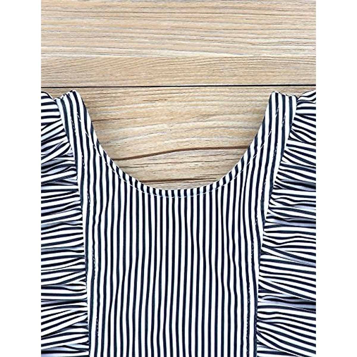 Baby Girl Swimsuit Ruffles One Piece Swimsuit Striped Beach Baby Girl Bathing Suit Bikini Infant Girl Swimwear Headband 2 Pcs Set 0-3T Black