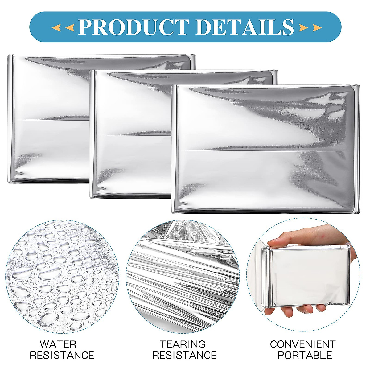 Emergency Blanket Bulk Foil Survival Thermal Blankets Pack Silver Foil Reflective Blankets for Cold Outdoors Camping Hiking First Aid Shelter Space Emergency Supplies Blanket Set (150 Pieces)