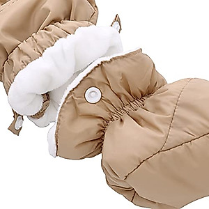 Bebone Newborn Baby Hooded Winter Puffer Snowsuit with Shoes and Gloves (9-12 Months, Brown-1)