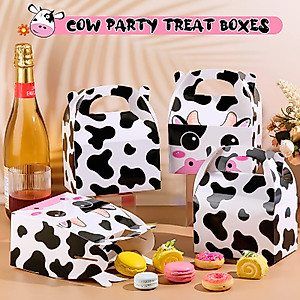 24 Pack Cow Party Treat Boxes Cow Party Goodie Candy Treat Boxes Reusable Birthday Party Favor Boxes for Farm Animals Theme Party Supplies Decoration