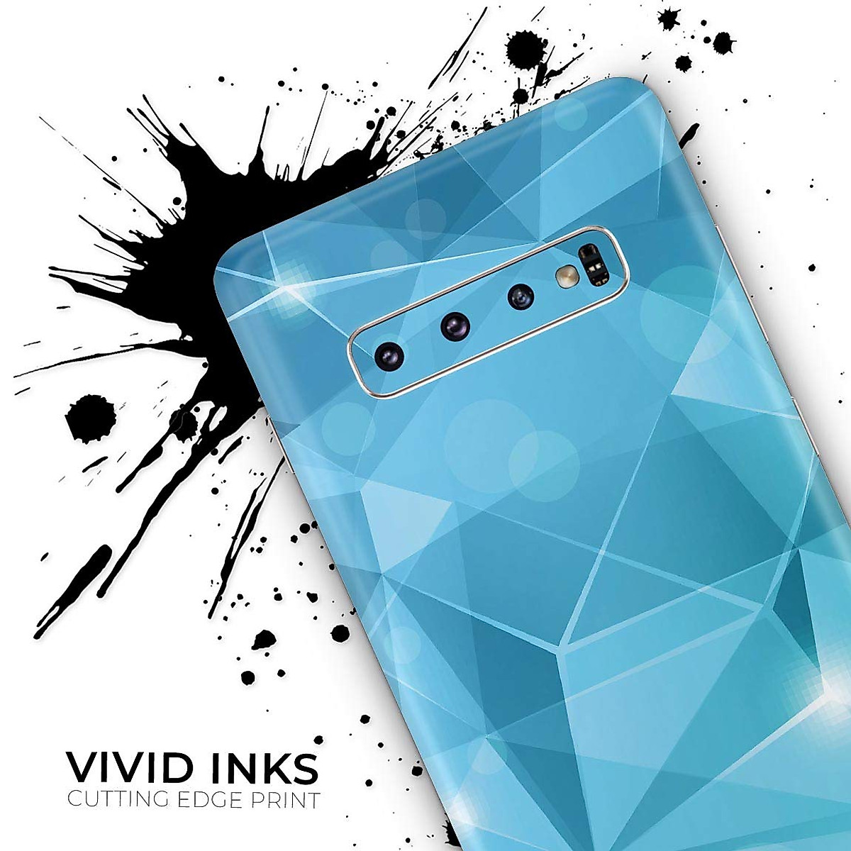 DesignSkinz Vector Shiny Blue Crystal Pattern Protective Vinyl Decal Wrap Skin Cover Compatible with The Samsung Galaxy S20 (Screen Trim & Back Glass Skin)