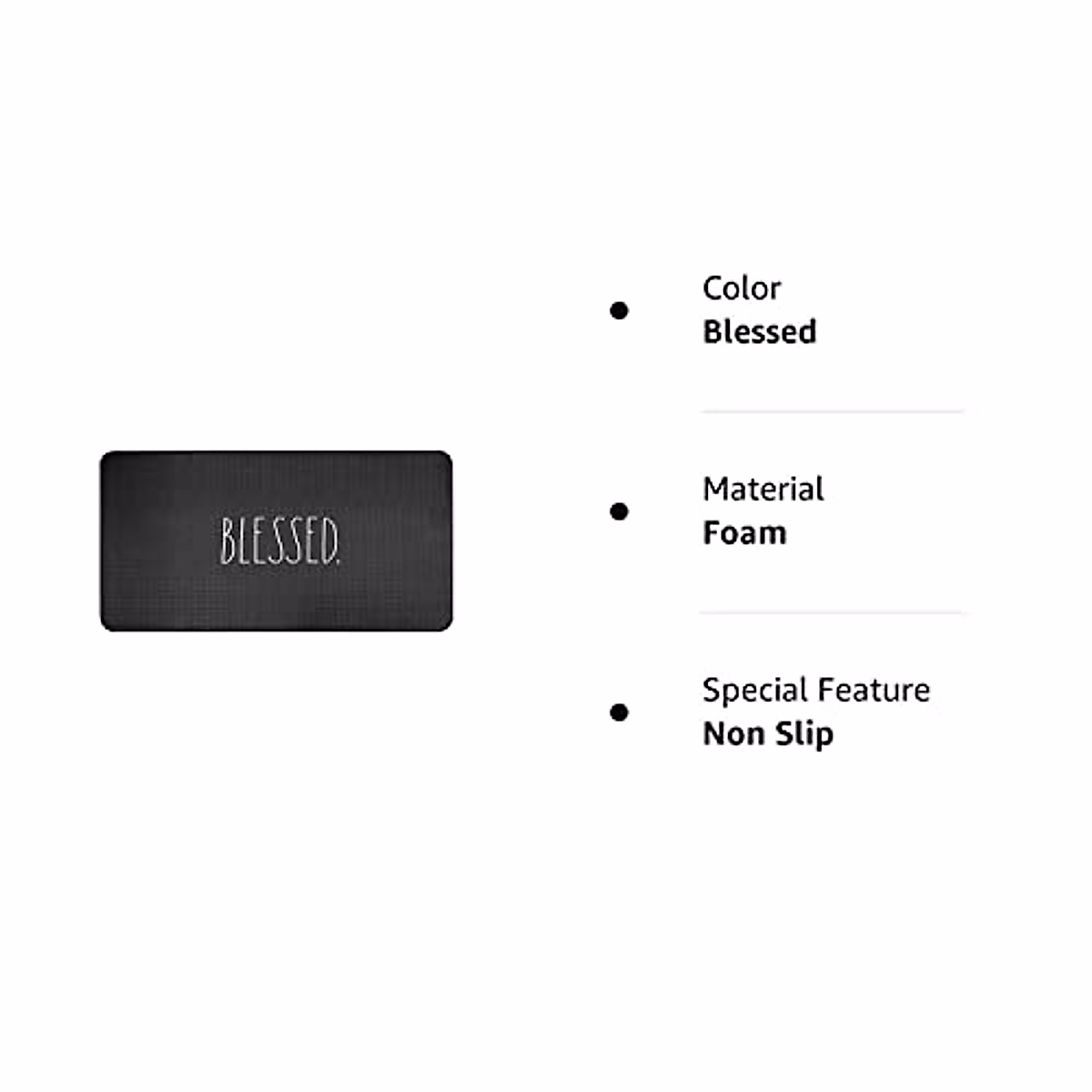 Rae Dunn Anti Fatigue Mat for Standing ‘Blessed’ - 20 Inch x 30 Inch - Cushion Foam Rubber Kitchen Mat for Floor - Non Skid Non Slip Pad for Back Pain, Knee Support, Foot Comfort