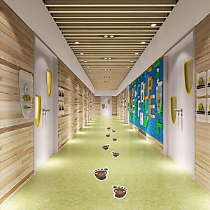 Bluecell 15-Pairs Cartoon Animals Guide Self-Adhesive Footprints Stickers Floor Decals for Room Party Nursery Floor Stairs Decor (Bear (Brown))