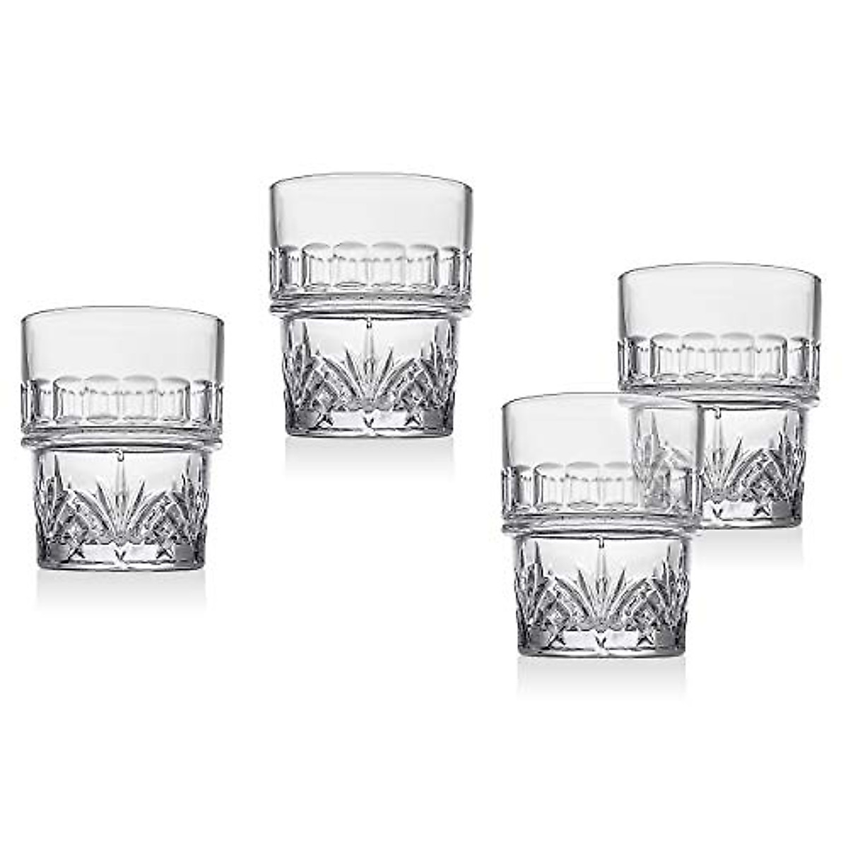 Godinger Stackable Old Fashioned Whiskey Glasses Set of 4 - Dublin, 10oz