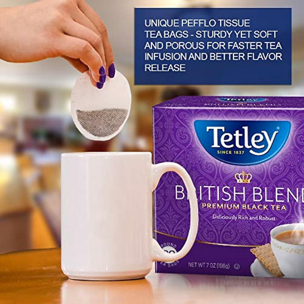 TETLEY Premium Black Tea, Decaffeinated British Blend - Pack of 3 (120 tea bags in total) by SUPREME BOX, WHITE