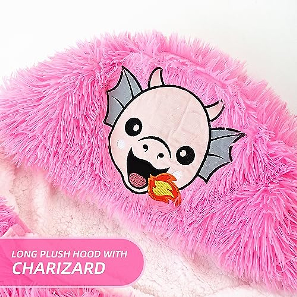 YIRDDEO Wearable Blankets Hoodie Pink Fluffy Blanket Cute Dinosaur Oversized Travel Blanket Warm Comfy Adult Picnic Animal Blankets with Plush Sleeves
