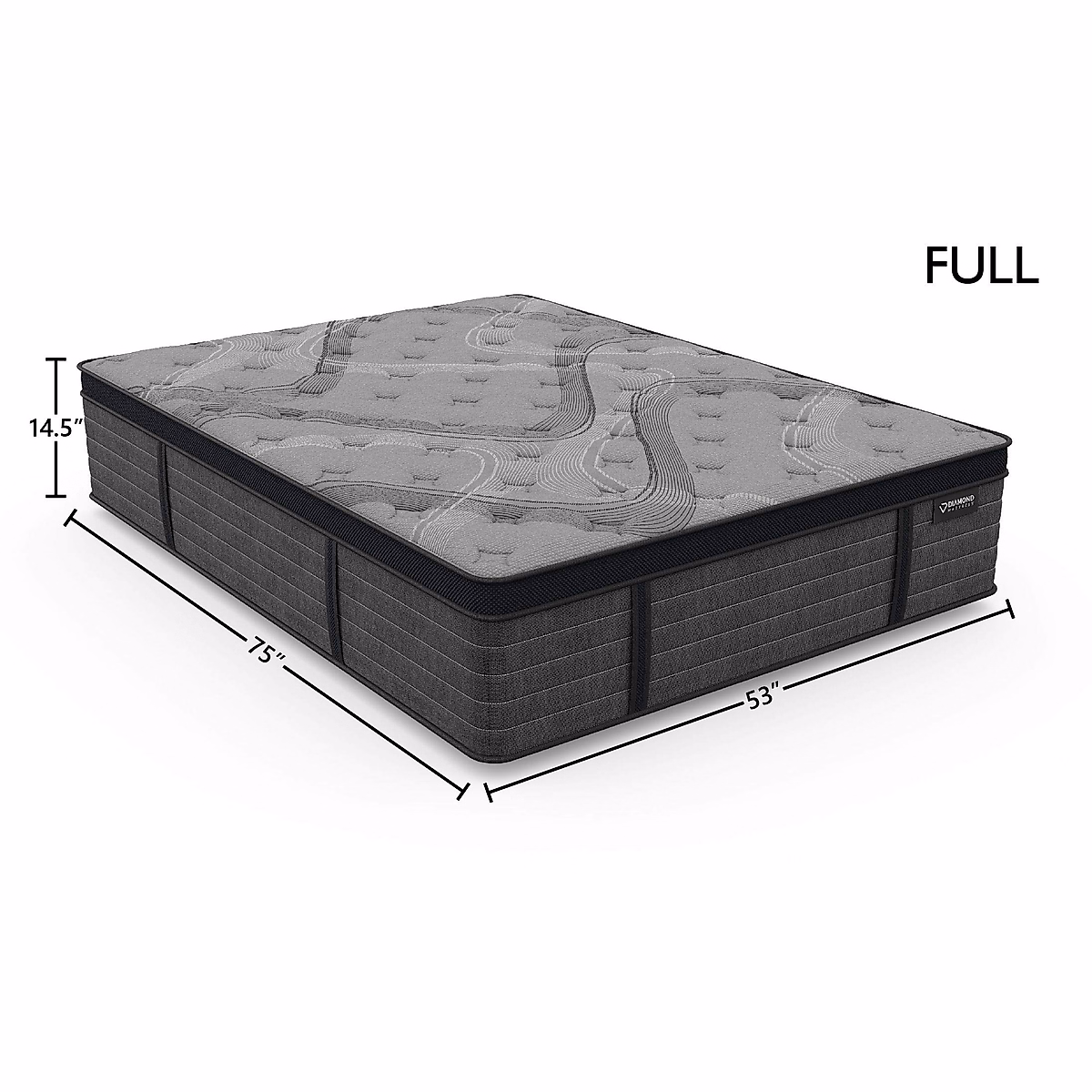 Alpine Breeze Graphite EuroTop Hybrid Mattress 14.5-inch - Quilted, Full, Medium