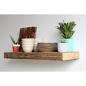 Urban Legacy Reclaimed Barn Wood Shelves | Amish Handcrafted in Lancaster, PA Rustic, Floating, Industrial, Brackets [ High Weight Capacity Set of 2 (Natural Low Profile Bracket, 36" x 11.5" x 3")