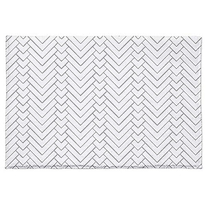 Chucoco Modern Abstract Geometry Herringbone Art Doormat Shaggy Plush Rug, Comfy Furry Floor Area Rugs Simple White Cozy Throw Shag Carpets Indoor Entrance Decor Door Mats