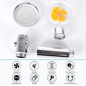 Propeller Turbo Fan 360 Spinning High Pressure Hydro Jet Shower Head - Easy Install Vortex Propeller Driven Spa Shower Heads With Filter (Bule)