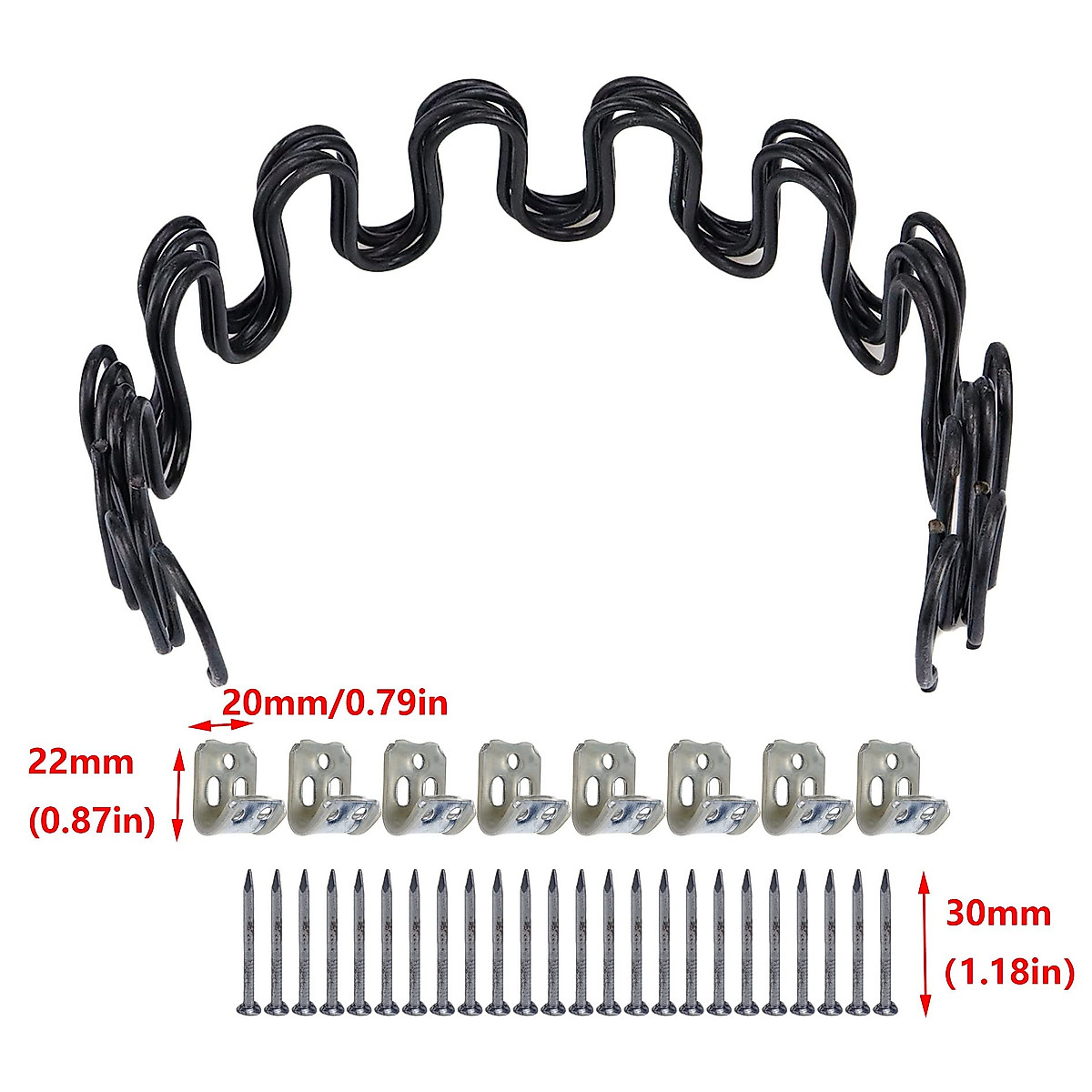 Antrader 16"(40cm) Couch Spring Repair Kit,4-Pack Upholstery Spring Clips for Furniture Couch Repair,Includes Screws and Clips,Black