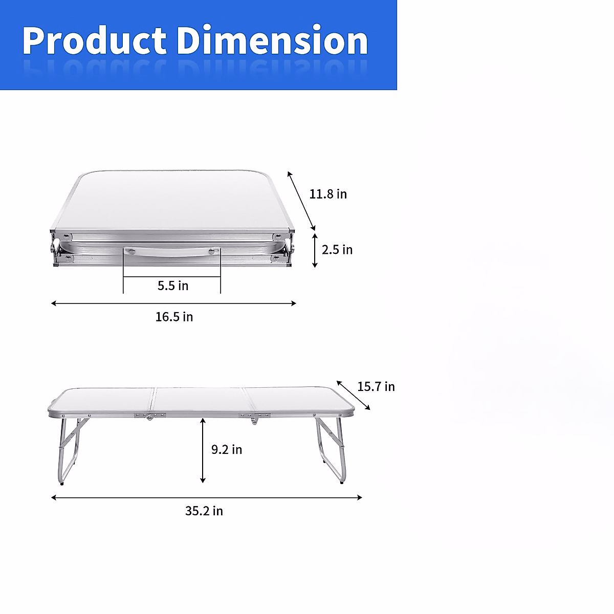 Moosinily Small Camping Table 3FT Folding Picnic Table Foldable Low Camp Table Portable Short Aluminum Outdoor Floor Short Beach BBQ White 35.2×15.7 inch