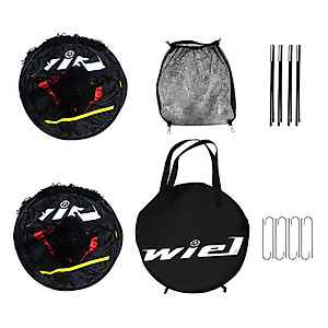 Wiel Soccer Goals, Set of 2 4'x3' Portable Kids Soccer Nets for Backyard Training and Team Game, Foldable Red/Black Pop Up Goal Set with Carry Bag Includes Mesh Ball Compartment