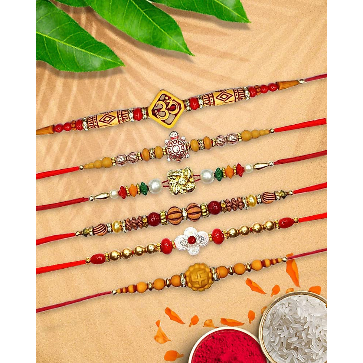 Tuelip Set of 12 Rakhi for Brother, Raksha Bandhan Handmade Bracelet for Bhaiya Bhabhi Rakhi Bracelet, Indian designer latest Rakhi for bhai Thread