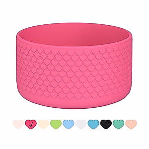 WUQID Heart Shaped Texture Silicone Boot for Stanley Quencher H2.0 40oz 30oz 20oz & IceFlow Flip 30oz 20oz and Hydroflask 12-24oz, Anti-Slip Bottle Bottom Sleeve Cover