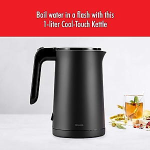 ZWILLING Enfinigy Cool Touch 1-Liter Electric Kettle, Cordless Tea Kettle & Hot Water - Black