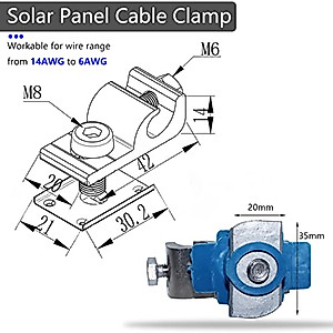 Dutiplus Solar Panel Photovoltaic Bolt-On Coupling Earthing Ground Lug Cable Clamp with Nuts for RV, Boat, Roof, Wall and Other Off Gird Roof Bare Wire Installation(4pcs)