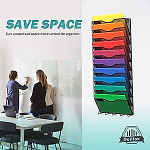 Delifox 10-Tier Wall Mounted Hanging File Organizer Metal Mesh Wall File Holder Organizer Magazine Rack Multipurpose Use for Office
