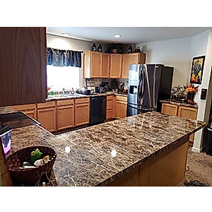 UPREDO Brown Marble Contact Paper Granite Look Marble Effect Countertops Gloss Vinyl Kitchen Bathroom Table Desk Sticker Film 12inch by 79inch (Brown)