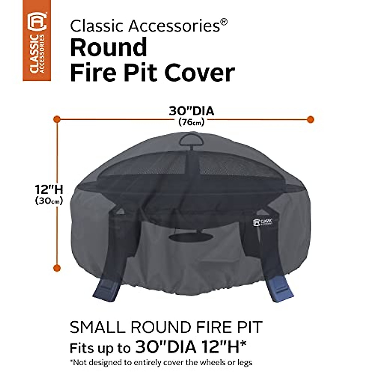 Classic Accessories Water-Resistant 30 Inch Round Fire Pit Cover, Patio Furniture Covers